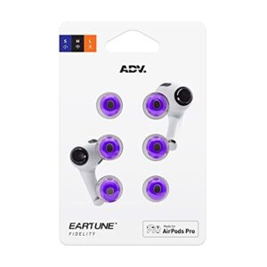 Eartune Fidelity UF-A Premium Memory Foam Tips for AirPods Pro (1st Gen & 2nd Gen) - Fits in Charging Case, Stays in Your Ears, Superb Sound Isolation, and Built-in Waxguard - Assorted S/M/L, [Purple]