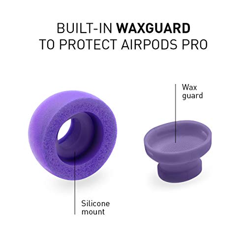 Eartune Fidelity UF-A Premium Memory Foam Tips for AirPods Pro (1st Gen & 2nd Gen) - Fits in Charging Case, Stays in Your Ears, Superb Sound Isolation, and Built-in Waxguard - Assorted S/M/L, [Purple]