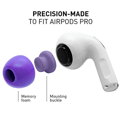 Eartune Fidelity UF-A Premium Memory Foam Tips for AirPods Pro (1st Gen & 2nd Gen) - Fits in Charging Case, Stays in Your Ears, Superb Sound Isolation, and Built-in Waxguard - Assorted S/M/L, [Purple]