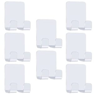 jetec 8 pieces self adhesive razor holder hooks shower hook with acrylic adhesive for razor bathroom kitchen organizer for razor plug towel (white)