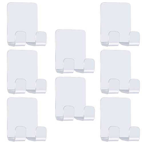 Jetec 8 Pieces Self Adhesive Razor Holder Hooks Shower Hook with Acrylic Adhesive for Razor Bathroom Kitchen Organizer for Razor Plug Towel (White)