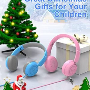 New bee Kids Headphones for School with Microphone HD Stereo Safe Volume Limited 85dB/94dB Foldable Lightweight On-Ear Headphone for Boys/PC/Mac/Android/Kindle/Tablet/Pad (Blue)