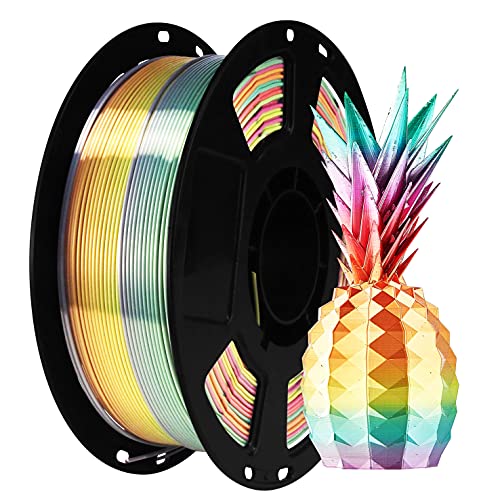 BBLIFE Silk Shiny Multi Color Fast Change Rainbow PLA Filament, 1kg 2.2lbs 1.75mm 3D Printing Material, Widely Support for FDM 3D Printer, Easy to Print