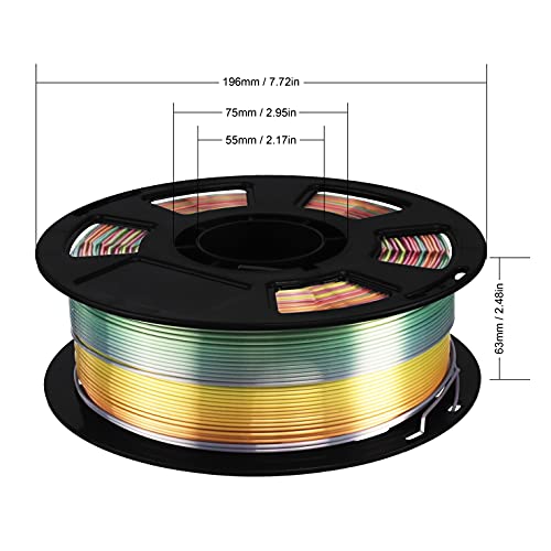 BBLIFE Silk Shiny Multi Color Fast Change Rainbow PLA Filament, 1kg 2.2lbs 1.75mm 3D Printing Material, Widely Support for FDM 3D Printer, Easy to Print