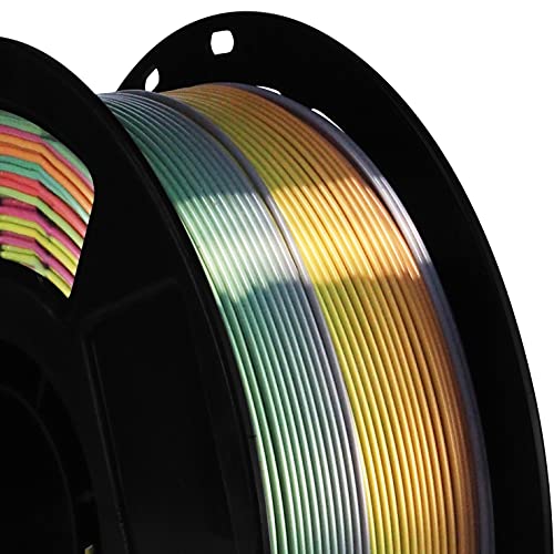 BBLIFE Silk Shiny Multi Color Fast Change Rainbow PLA Filament, 1kg 2.2lbs 1.75mm 3D Printing Material, Widely Support for FDM 3D Printer, Easy to Print