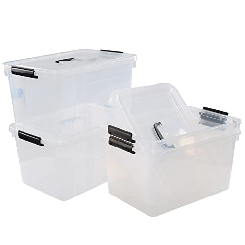 Yesdate 4 Packs 17.5 Quart Plastic Storage Boxes, Clear Latch Box with Lid