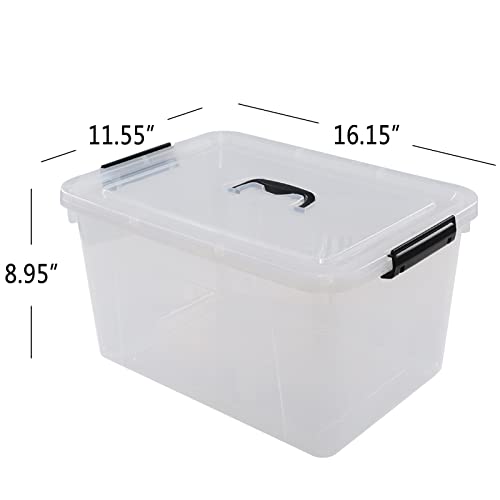 Yesdate 4 Packs 17.5 Quart Plastic Storage Boxes, Clear Latch Box with Lid