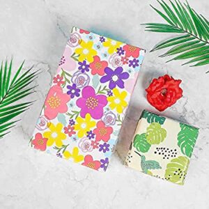 BULKYTREE Gift Wrapping Paper - Folded Flat, 12 Sheets Cactus, Flowers, Birds Design for Birthday, Wedding, Baby Showers and Holiday - 20 x 29 Inch Per Sheet