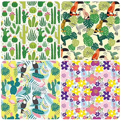 BULKYTREE Gift Wrapping Paper - Folded Flat, 12 Sheets Cactus, Flowers, Birds Design for Birthday, Wedding, Baby Showers and Holiday - 20 x 29 Inch Per Sheet