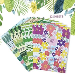 BULKYTREE Gift Wrapping Paper - Folded Flat, 12 Sheets Cactus, Flowers, Birds Design for Birthday, Wedding, Baby Showers and Holiday - 20 x 29 Inch Per Sheet