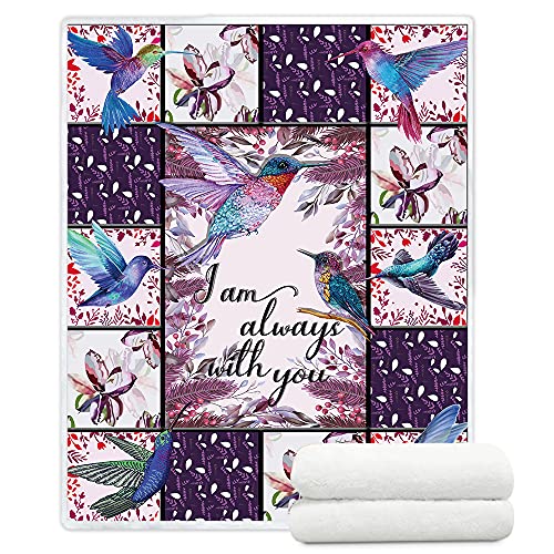 Treeswift I Am Always with You Hummingbird Blankets Soft Warm Sherpa Hummingbird Throw Blankets for Kids and Adults Hummingbird Gifts for Women and Girls