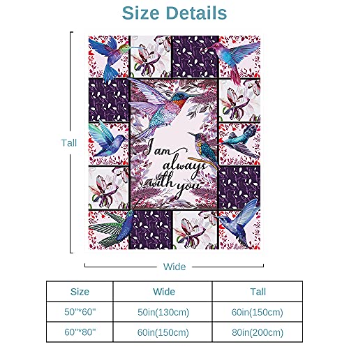 Treeswift I Am Always with You Hummingbird Blankets Soft Warm Sherpa Hummingbird Throw Blankets for Kids and Adults Hummingbird Gifts for Women and Girls