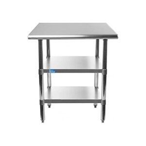 AmGood Stainless Steel Table with 2 Shelves + Optional Casters | Choose from 43 Sizes | NSF Metal Work Table for Kitchen Prep Utility | Commercial and Residential Applications