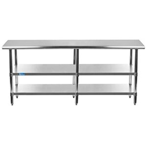 AmGood Stainless Steel Table with 2 Shelves + Optional Casters | Choose from 43 Sizes | NSF Metal Work Table for Kitchen Prep Utility | Commercial and Residential Applications