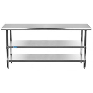 AmGood Stainless Steel Table with 2 Shelves + Optional Casters | Choose from 43 Sizes | NSF Metal Work Table for Kitchen Prep Utility | Commercial and Residential Applications