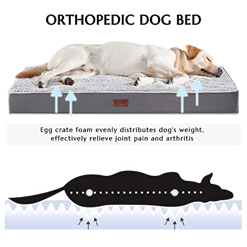 Western Home Dog Beds for Large Dogs, Orthopedic Egg Crate Foam Dog Bed with Removable Washable Waterproof Cover, Dog Mattress for Crate Bed with Nonslip Bottom Pet Bed for Extra Large and Medium Dogs