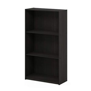 Furinno Basic 3-Tier Bookcase/Bookshelf/Storage Shelves, Dark Espresso