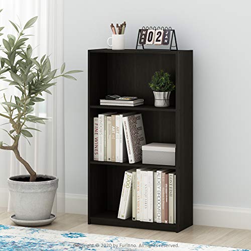 Furinno Basic 3-Tier Bookcase/Bookshelf/Storage Shelves, Dark Espresso