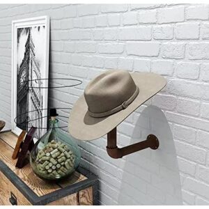 XIAO PEI Motorcycle Accessories Helmet Holder Jacket Hanger Wall Mounted Multifunctional Rack, Metal Pipe & Brown Wood Wall-Mounted Hat & Wig Holder (1 Black)