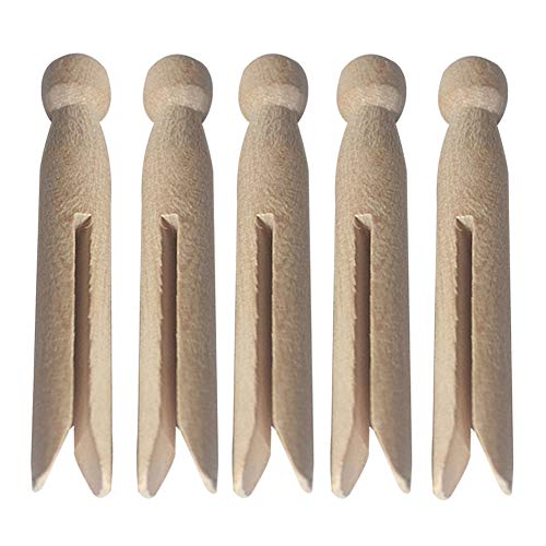 Round Wooden Clothespins with Spring, 4.3-inches Length, Set of 12 for Outdoor Clothesline Home Kitchen Travel Office Decor Food Bag, Craft, Model Making and Painting.