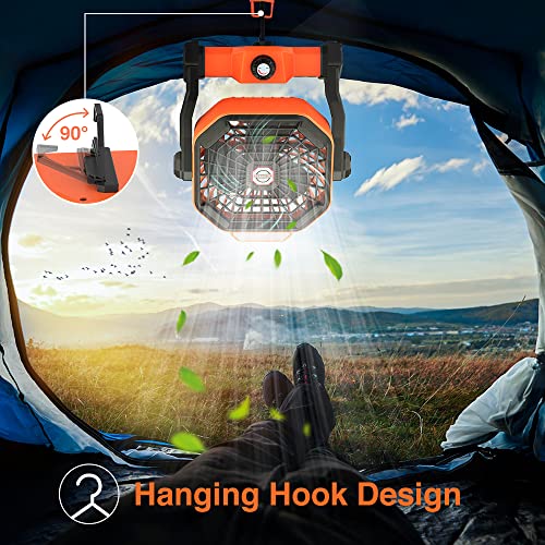 VersionTECH. Camping Fan with LED Lights Portable Desk Fan Personal Small Battery Operated Outdoor Cooling USB Rechargeable Tent Fan with Hanging Hook for Travel Fishing Picnic Barbecue Hurricane