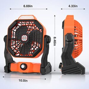 VersionTECH. Camping Fan with LED Lights Portable Desk Fan Personal Small Battery Operated Outdoor Cooling USB Rechargeable Tent Fan with Hanging Hook for Travel Fishing Picnic Barbecue Hurricane