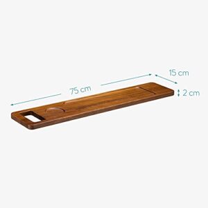 Navaris Wood Bath Tray Shelf - Walnut Bathtub Tray Caddy Tub Holder for Tablet, Books, Candles, Massage Oil - Real Walnut Wood with Simple Design