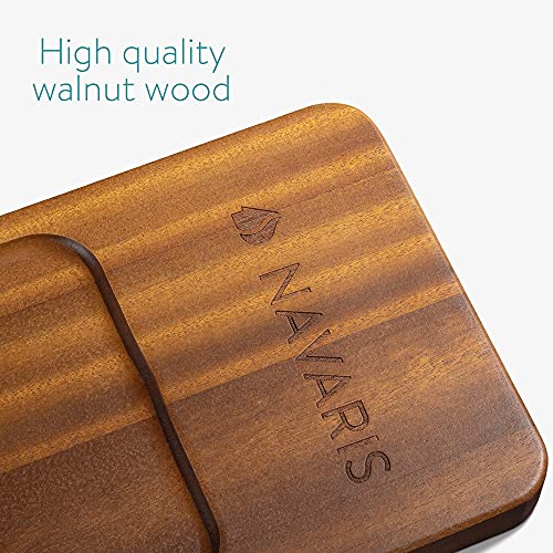 Navaris Wood Bath Tray Shelf - Walnut Bathtub Tray Caddy Tub Holder for Tablet, Books, Candles, Massage Oil - Real Walnut Wood with Simple Design