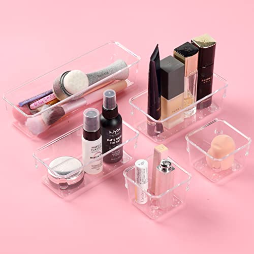 Mr. Pen- Drawer Organizers Set, 5 pcs, Clear Plastic Drawers Organizer, Makeup Drawer Organizer, containers for Organizing, Desk Drawer Organizer, Vanity Organizer, Bathroom Drawer Organizers