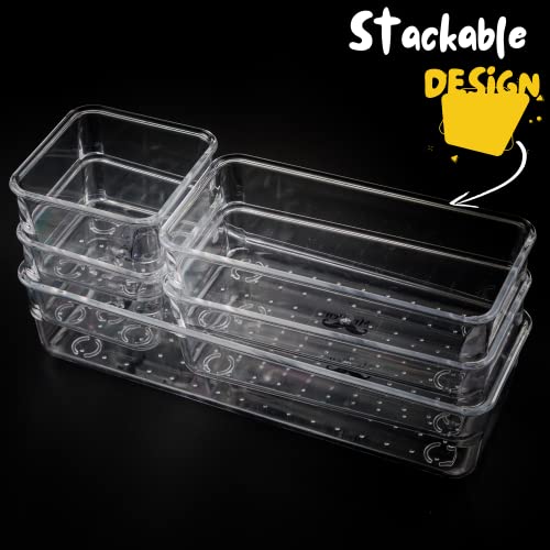 Mr. Pen- Drawer Organizers Set, 5 pcs, Clear Plastic Drawers Organizer, Makeup Drawer Organizer, containers for Organizing, Desk Drawer Organizer, Vanity Organizer, Bathroom Drawer Organizers