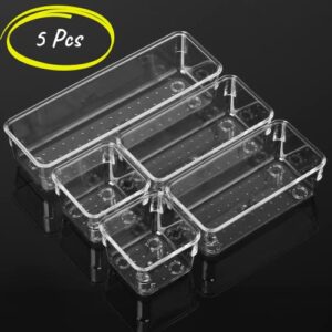 Mr. Pen- Drawer Organizers Set, 5 pcs, Clear Plastic Drawers Organizer, Makeup Drawer Organizer, containers for Organizing, Desk Drawer Organizer, Vanity Organizer, Bathroom Drawer Organizers