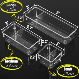 Mr. Pen- Drawer Organizers Set, 5 pcs, Clear Plastic Drawers Organizer, Makeup Drawer Organizer, containers for Organizing, Desk Drawer Organizer, Vanity Organizer, Bathroom Drawer Organizers