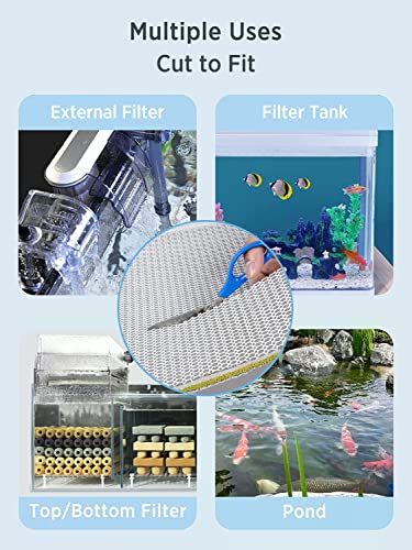 Kaiyopop Aquarium Filter Media, Upgraded 8-Layer Fish Filter Floss, 47" x 12" Pond Filter Media for Outdoor Ponds and Fish Tank