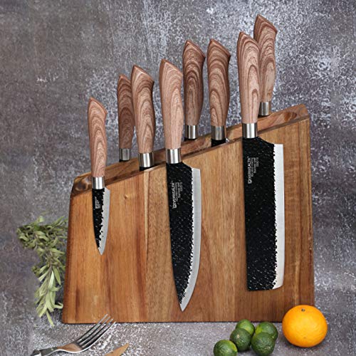 Uniharpa Wooden Magnetic Knife Holder, Universal Knife Holder & Organizer Stand. Space Saver Knives Holder.