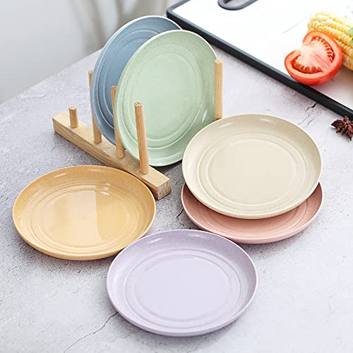 WUWEOT 12 Pack Wheat Straw Plates, 8.8" Dishwasher & Microwave Safe Dinner Plates, Lightweight & Unbreakable, Non-toxin, BPA free and Healthy Dishes for Kids Toddler & Adult