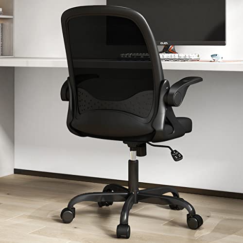 Sytas Office Chair Ergonomic Desk Chair Rolling Swivel Mesh Computer Task Chair with Flip-up Arms and Adjustable Height，for Adults and Kids，Black