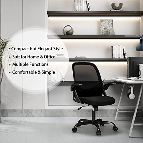 Sytas Office Chair Ergonomic Desk Chair Rolling Swivel Mesh Computer Task Chair with Flip-up Arms and Adjustable Height，for Adults and Kids，Black