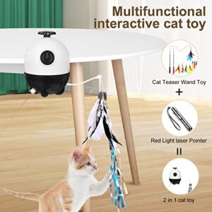 RIOFLY Cat Toys Interactive - 2 in 1 Laser and Cat Feather Toys Kitten Toys, Automatic Cat Toys for Indoor Cats Play Chase Exercise, with 2 Pcs Feather and Streamer Tape Replacements