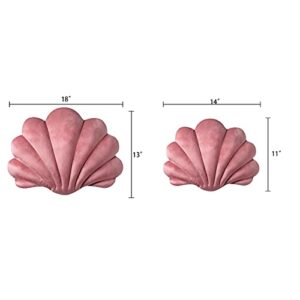 Ashler 3D Throw Pillows Shell Shaped Accent Throw Pillow , Soft Velvet Insert Included Cushion for Couch Bed Living Room, Pack of 1, Pink, 14 X 11 inches