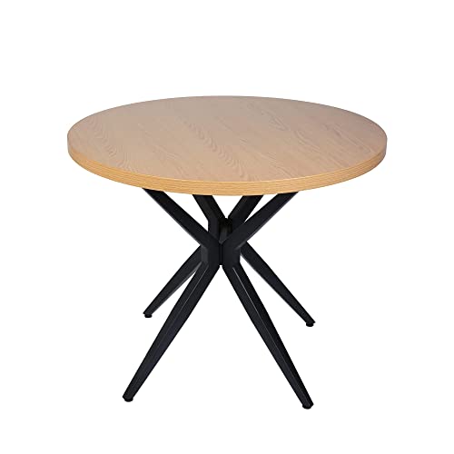 36" Round Dining Table, Modern Kitchen Table for 2-4 Persons, 1.5" Thickness Tabletop w/Solid Metal Legs, Coffee Table for Cafe/Bar Kitchen Dining Office, Easy-Assembly