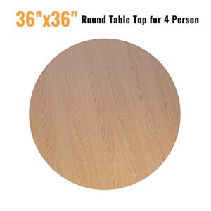 36" Round Dining Table, Modern Kitchen Table for 2-4 Persons, 1.5" Thickness Tabletop w/Solid Metal Legs, Coffee Table for Cafe/Bar Kitchen Dining Office, Easy-Assembly