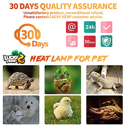 LUCKY HERP 150W Ceramic Heat Emitter, Reptile Heat Bulbs, Ceramic Heat Lamp for Reptiles, Amphibian, Chicken, Dog, Cat (2-Pack)