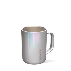 Corkcicle 16 Ounce Coffee Mug Triple Insulated Stainless Steel Cup with Clear Lid and Silicone Bottom for Hot Drinks, Prismatic