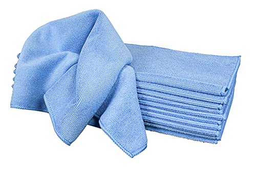 Detailer's Preference Premium Cleaning Microfiber Towels, 350 GSM, 16 x 16 Inches, Blue, 12-Pack