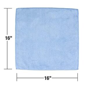 Detailer's Preference Premium Cleaning Microfiber Towels, 350 GSM, 16 x 16 Inches, Blue, 12-Pack