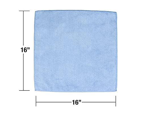 Detailer's Preference Premium Cleaning Microfiber Towels, 350 GSM, 16 x 16 Inches, Blue, 12-Pack