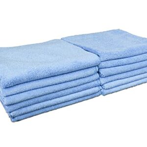 Detailer's Preference Premium Cleaning Microfiber Towels, 350 GSM, 16 x 16 Inches, Blue, 12-Pack