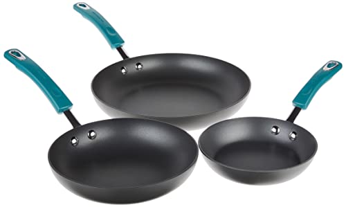 Rachael Ray Classic Brights Hard Anodized Nonstick Cookware Pots and Pans Set, 15 Piece - Agave Blue