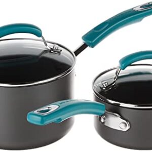 Rachael Ray Classic Brights Hard Anodized Nonstick Cookware Pots and Pans Set, 15 Piece - Agave Blue