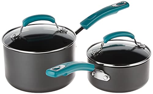 Rachael Ray Classic Brights Hard Anodized Nonstick Cookware Pots and Pans Set, 15 Piece - Agave Blue